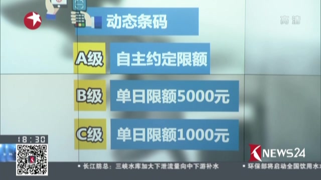 央行发布条码支付规范 分级设置日累计交易限额