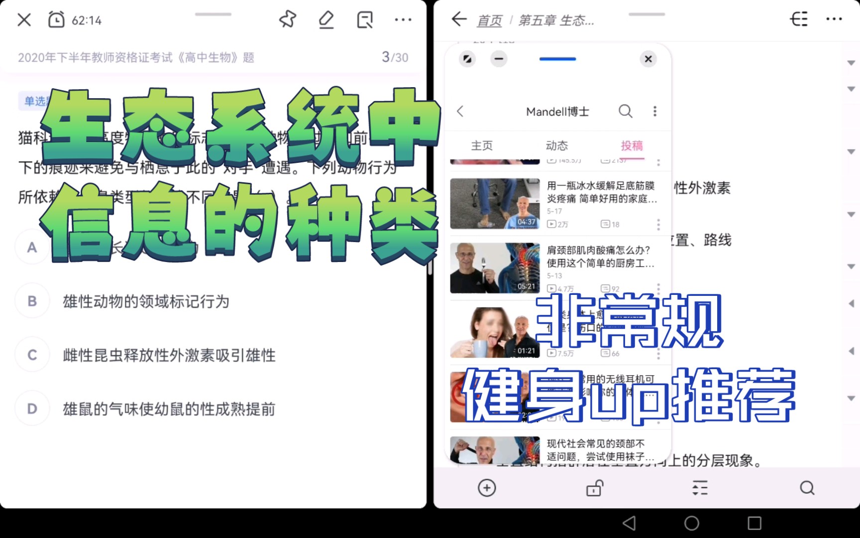 【高中生物教资】生态系统中信息的种类 | 20下第3题 | 推荐一个非常规...