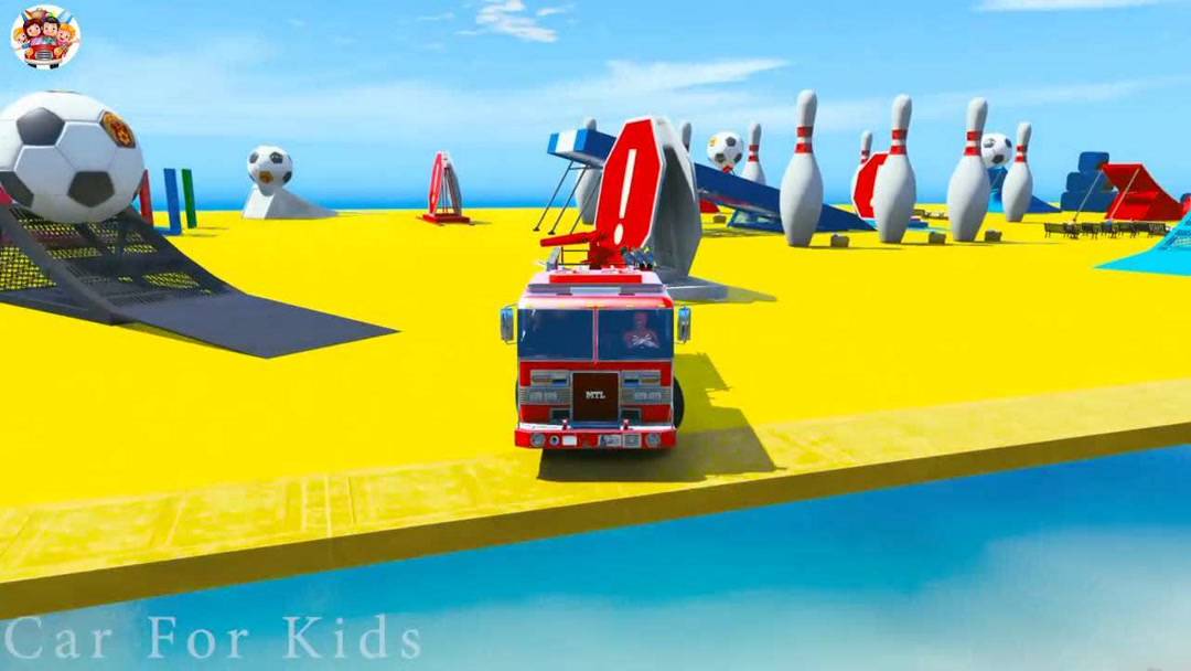 绿巨人开消防车在楼顶撞足球!掉下高楼