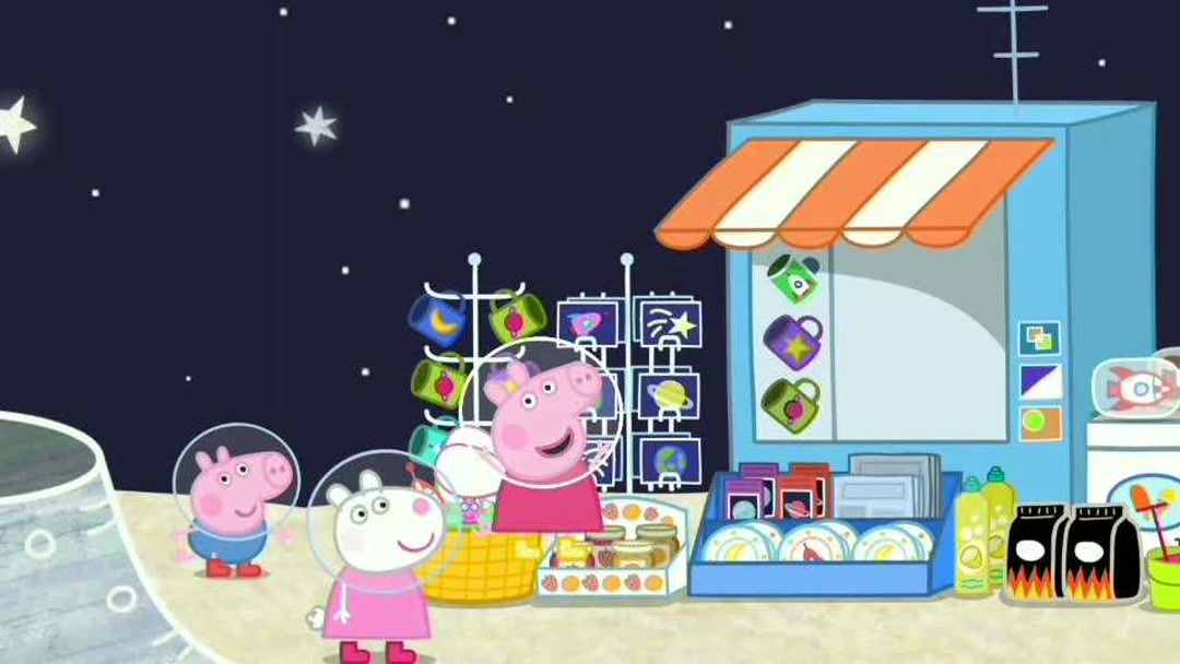 小猪佩奇乔治和苏西羊来太空商店买恐龙 小猪佩奇商标抢注游戏