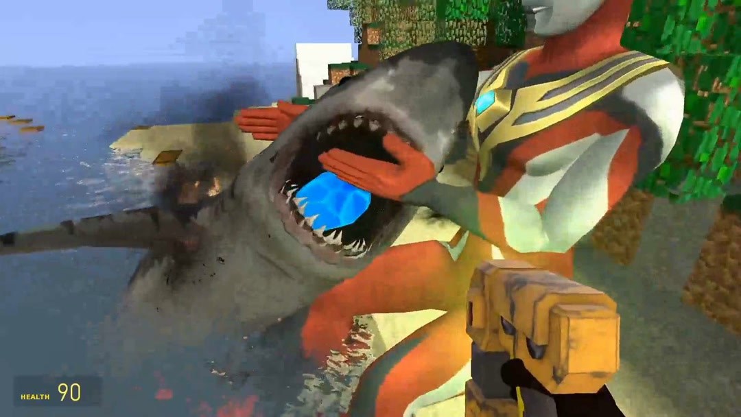 GMOD:杰斯提斯掰开鲨鱼的嘴巴,是在找什么宝贝呢?