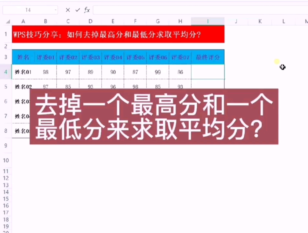 去掉一个最高分和一个最低分来求取平均分?