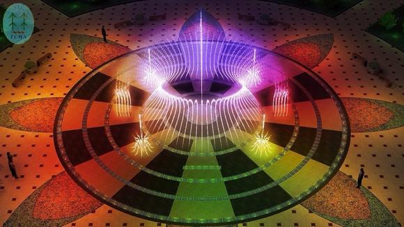 广场音乐喷泉动画效果演示