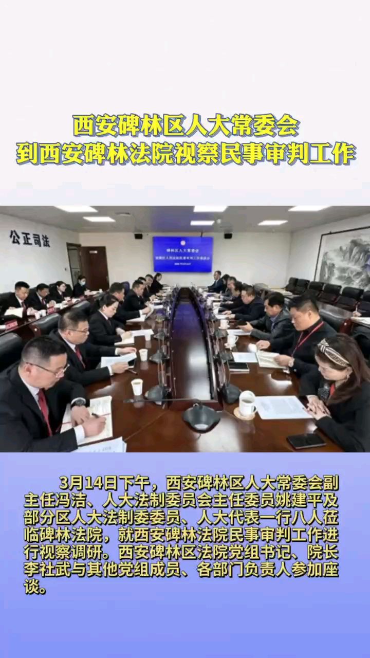 西安碑林区人大常委会到西安碑林法院视察民事审判工作