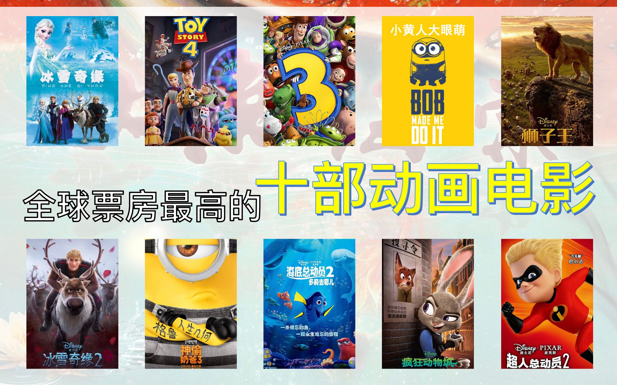 032话:适合全家一起观看,全球票房前十的动画电影,最高16.57亿美元