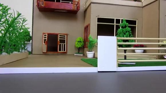用纸板和竹棒做一个带有童话花园的豪宅,房屋模型制作