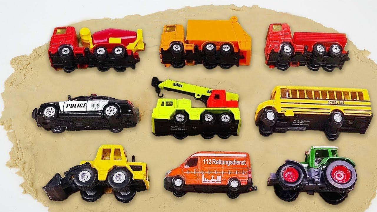 现实中真实工程车挖掘机与模拟玩具车对比游戏