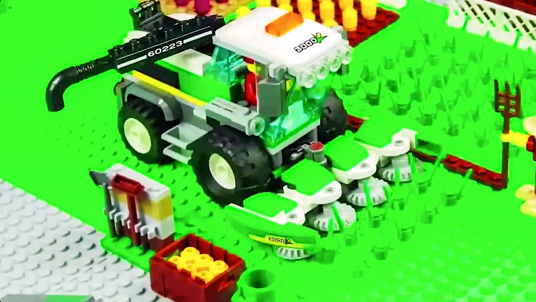 工程车系列之农用收割机 挖掘机 板车 自卸车 英文益智早教动画