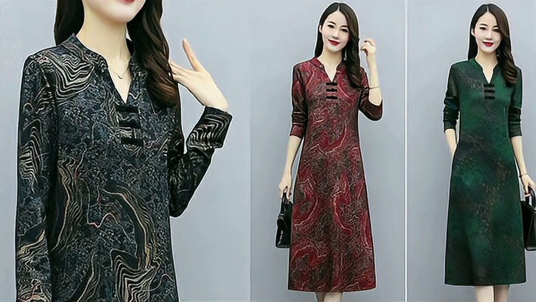 中式复古连衣裙裁剪图解方法计算公式尺寸,改良旗袍唐装制版打板