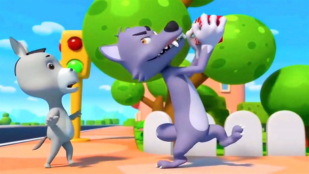 宝宝巴士动画第1季:大灰狼抢走驴先生的礼物,真可恶!