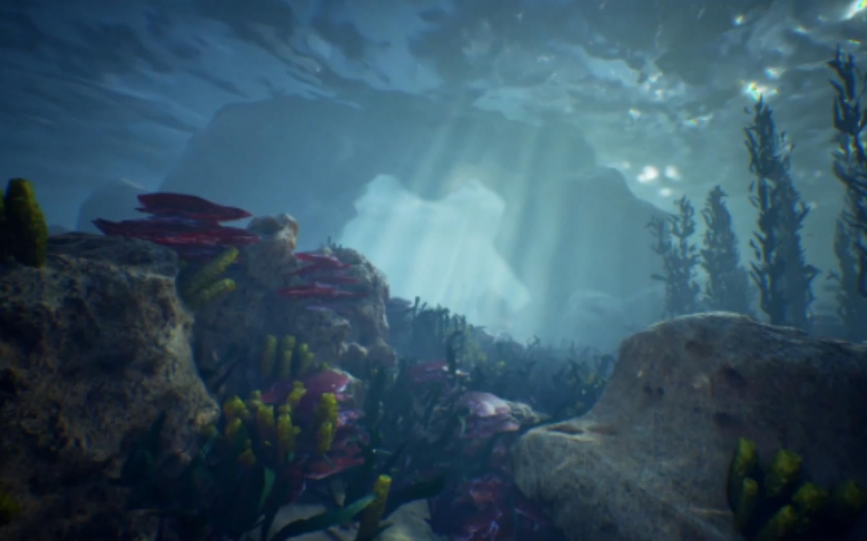 白嫖 第41期 UE4 海底废弃飞机潜艇带鱼场景分享