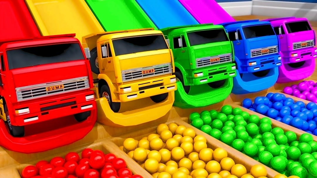 工程车启蒙动画,翻斗车帮警车消防车涂彩色