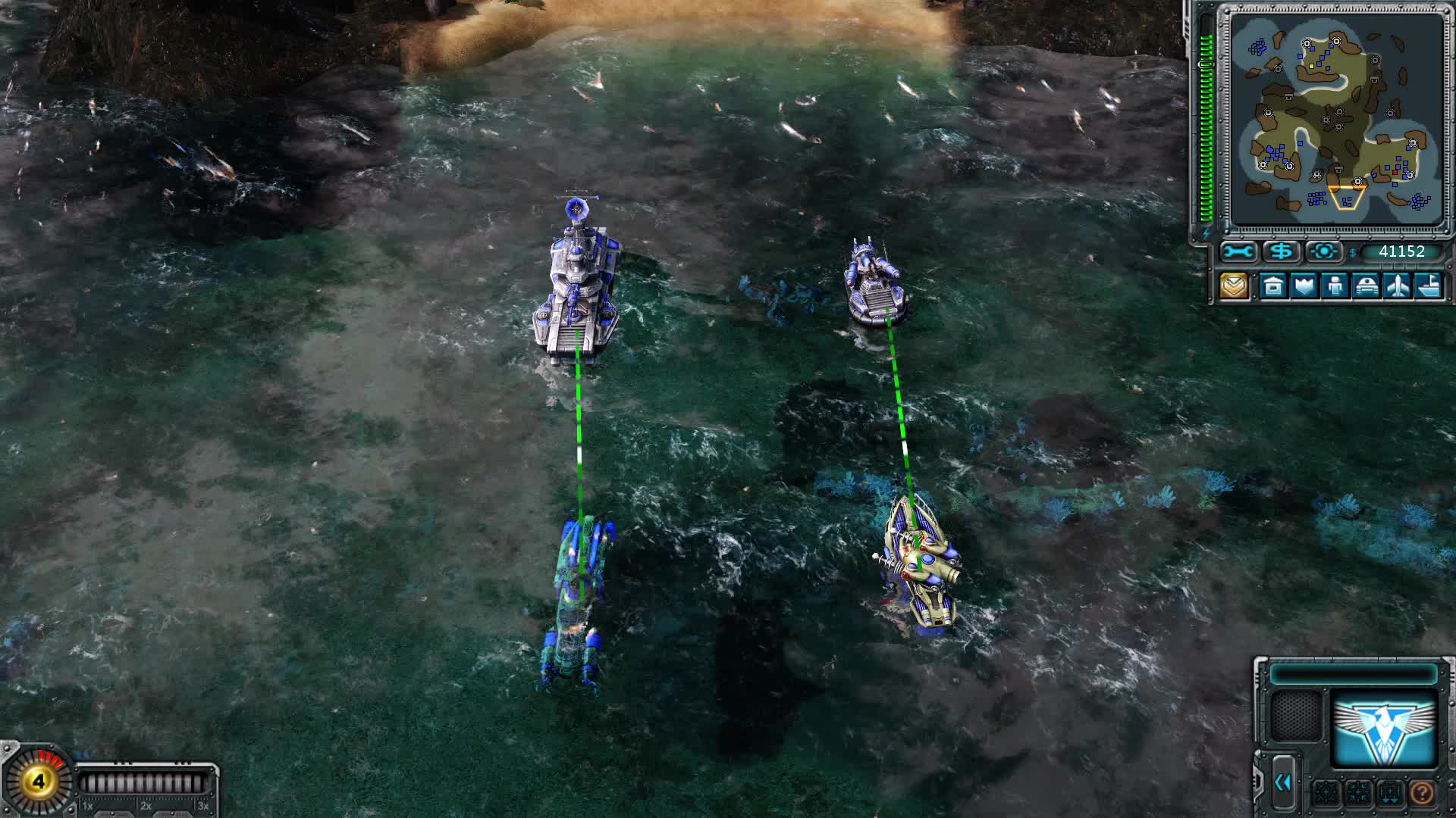 突袭驱逐舰的深水炸弹和激流ACV的鱼雷发射 测试