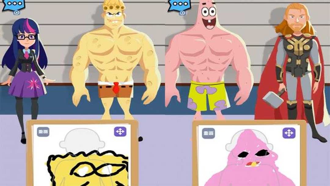 侦探小画家 我把爱锻炼身体的派大星海绵宝宝给抓了 小泥巴游戏