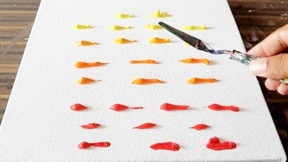 只需要简单工具画抽象画日出,初学者也能学会,绘画教程