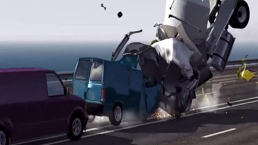 模拟汽车卡车高速碰撞效果,太逼真了!