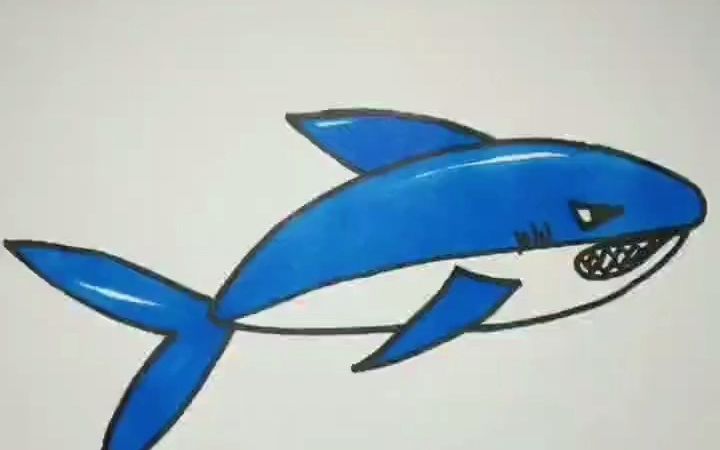 【简笔画】教你简笔画画鲨鱼。