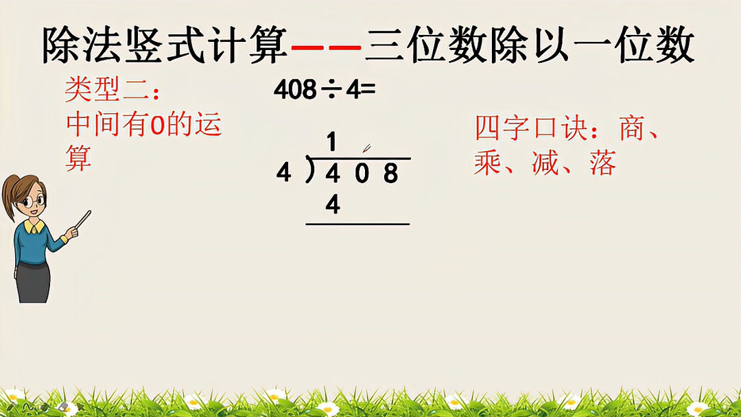 三位数除以一位数运算步骤过程讲解（2）
