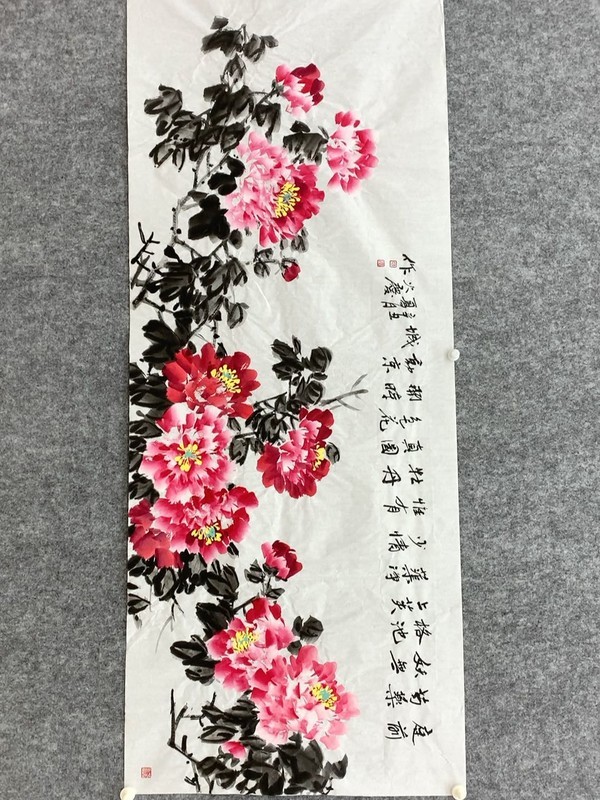 李火庆《富贵牡丹》水墨画手绘国画真迹字画