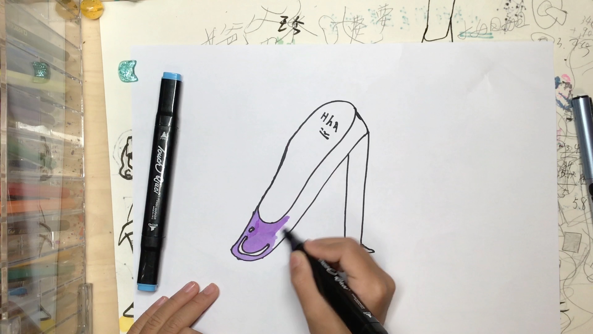 时尚高跟鞋#马克笔绘画