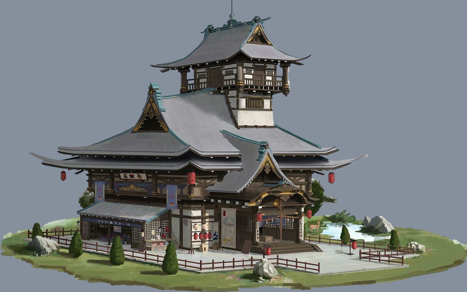 【Maya场景建模】古建筑酒楼模型制作,新手也能学会的场景案例!