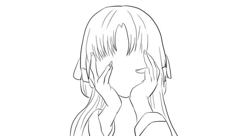 害羞女孩头像动漫简笔画