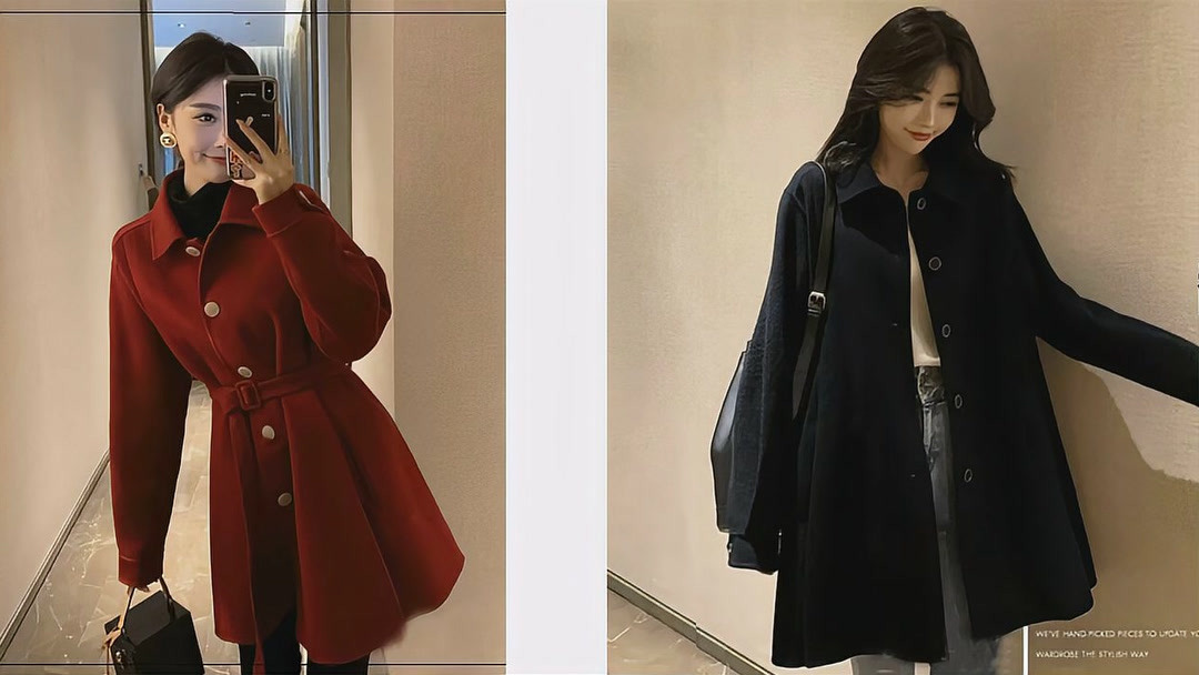 宽松A字翻领落肩袖羊毛呢大衣裁剪图法女式,羊绒风衣裁剪图教程