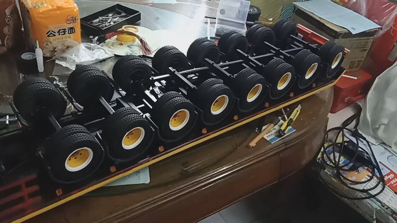 rc 8轴 重型拖板,重型运输,模型田宫拖头,5轴联转向,1/14