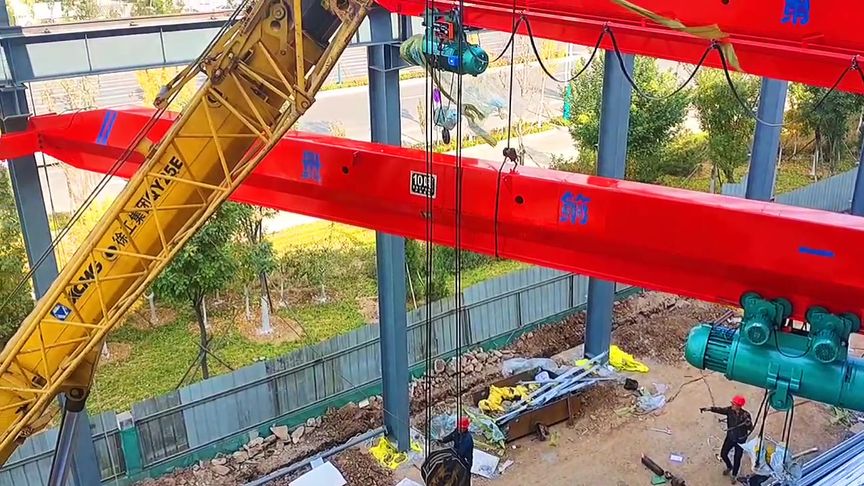 10吨单梁桥式起重机安装现场,大吉大利,今晚吃鸡…#起重机械