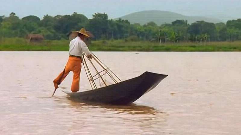 缅甸的渔民有用脚划桨的,其中一个原因是,用脚划桨比用手快