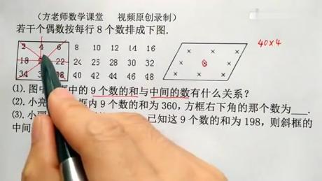 数学7上:怎么求方框右下角那个数?有理数排列找规律,经典考题