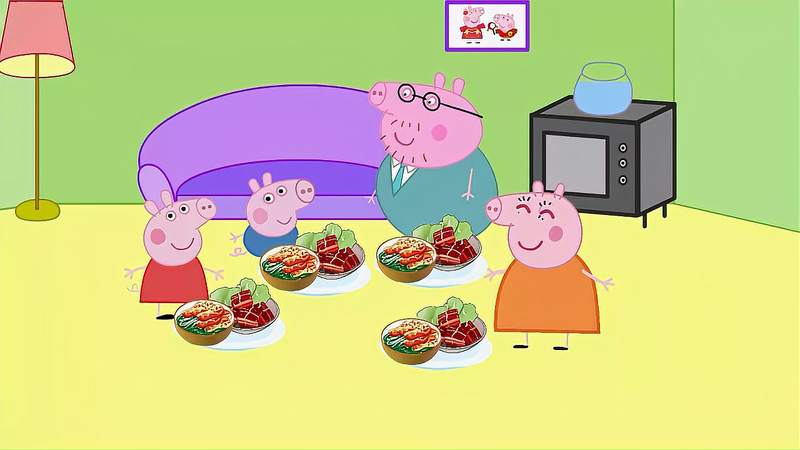 小猪佩奇动画,最后一个洗碗