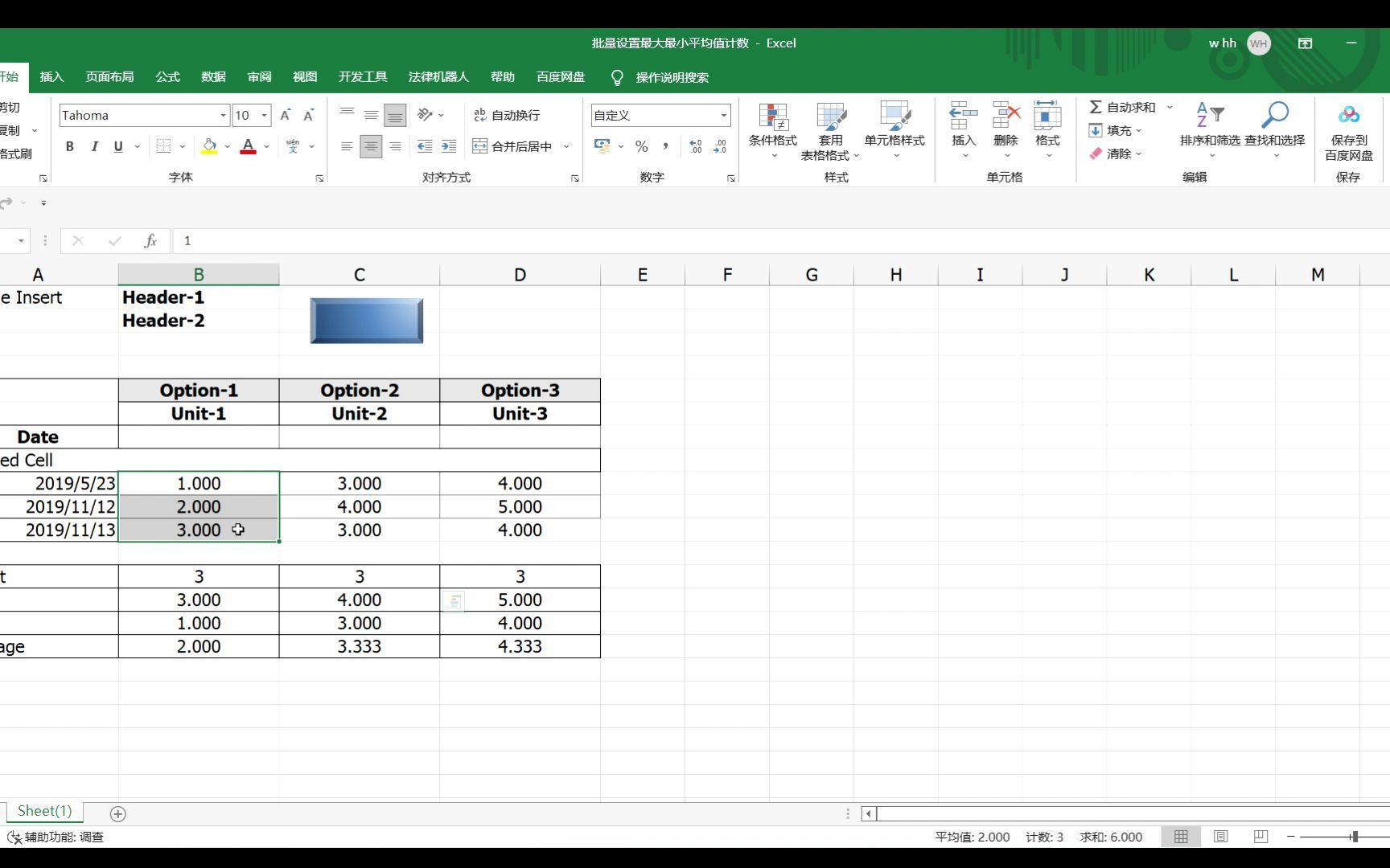 没有套路!excel一键动态设置最大值最小值平均值和计数