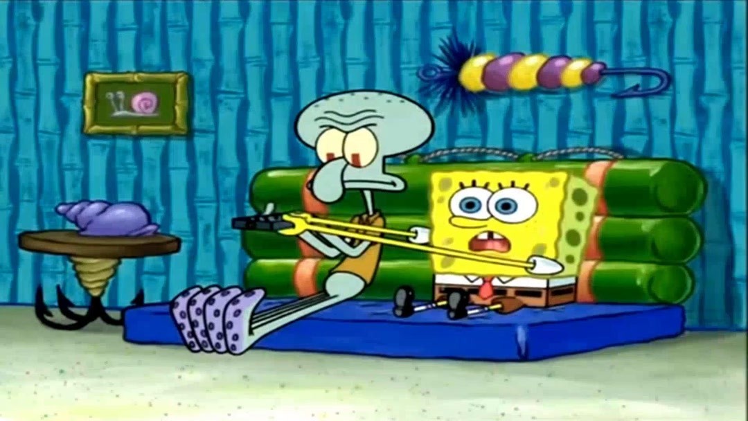 海绵动画:海绵眼泪真多,把比奇堡都淹没了,出门只能坐船!