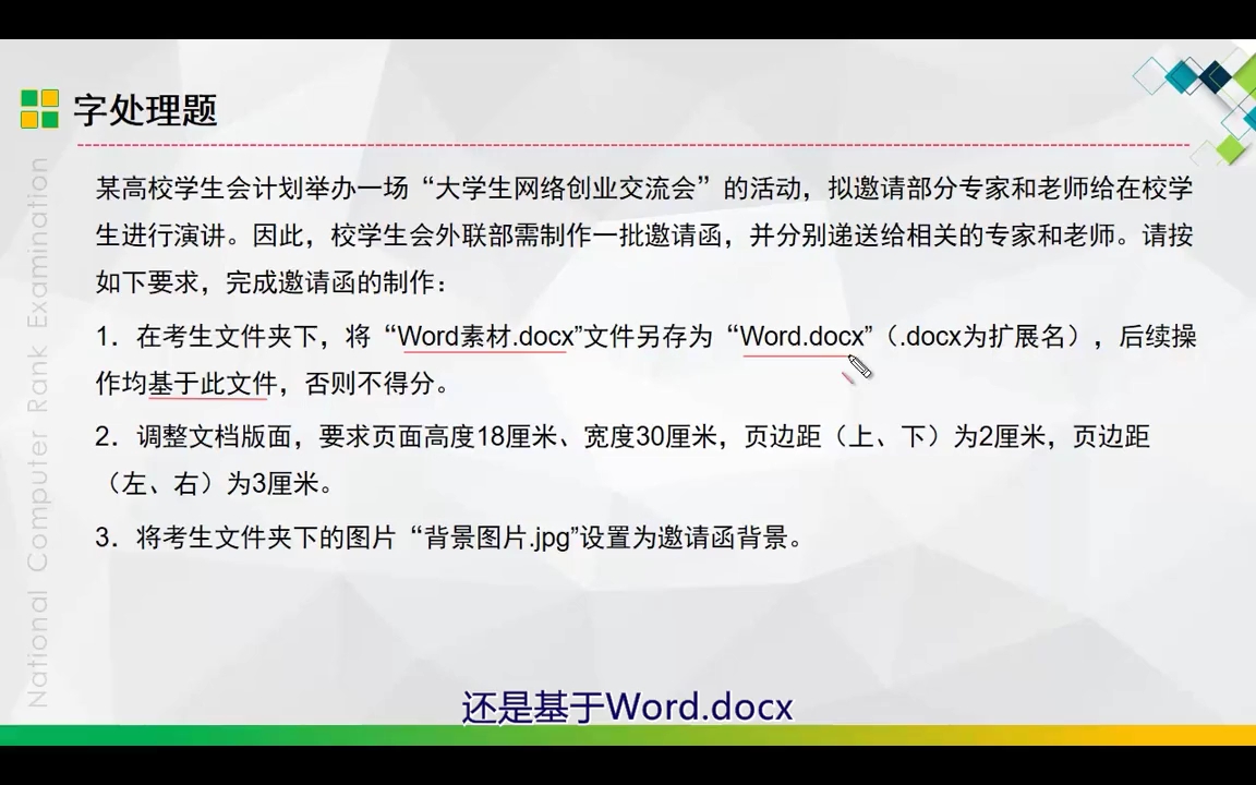 ...x新星计划: 二级office真题篇:大学生网络创业交流会-第1集(Word题)