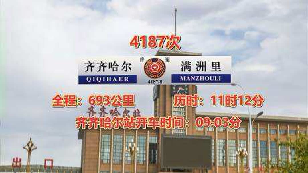 2021年春运,齐齐哈尔-满洲里间4187次旅客列车途经车站到发时刻