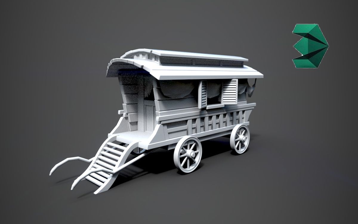 【3D建模】游戏道具马车模型制作教程