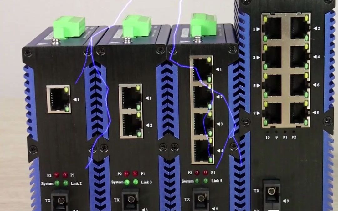 工程专用1光多电光纤交换机LINK系列1光2电4电收发器防雷8KV-15KV...