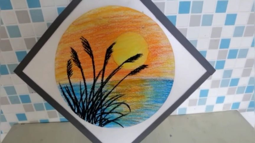 只用油画棒就能画出来的漂亮风景画