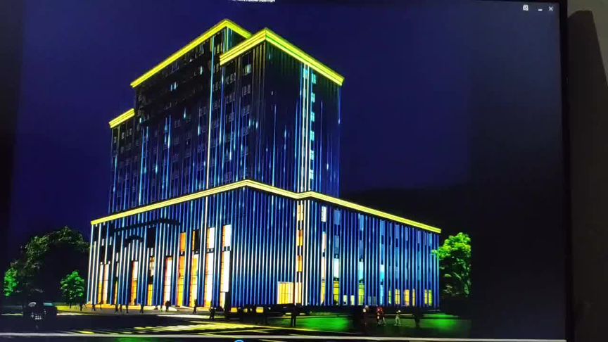 为用户免费制作的楼体亮化灯光效果。