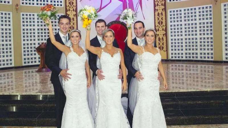 三胞胎姐妹一起举办婚礼,婚礼现场,新郎不会傻眼儿吗?