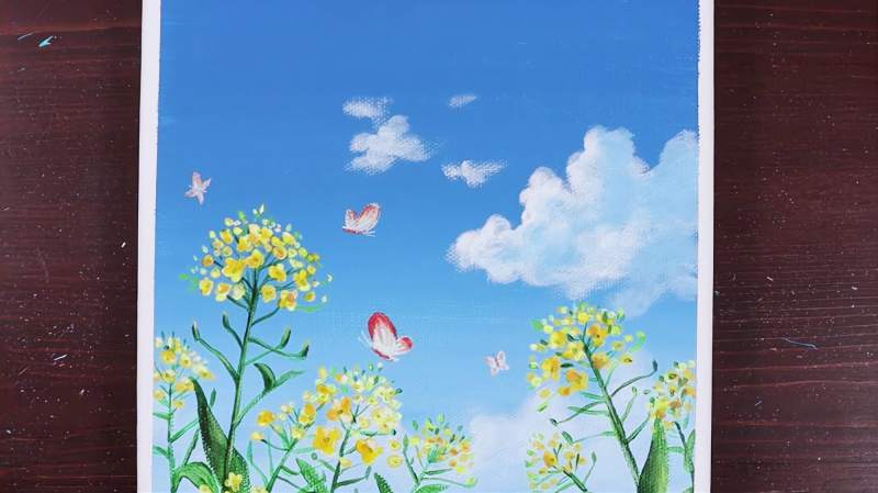 儿童画教程|儿童趣味水粉画《春天的油菜花》