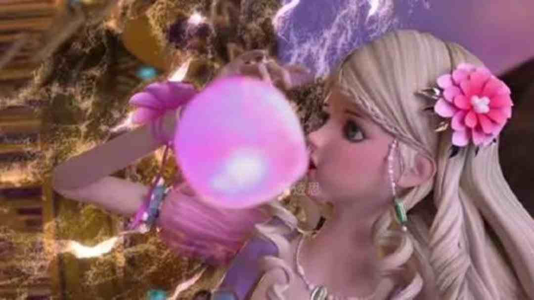 精灵梦叶罗丽:5位女神吹泡泡,白光莹成婴儿肥,灵公主俏皮可爱