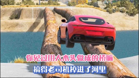你见过用大木头做成的桥嘛?搞得老司机掉进了河里!