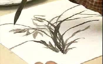 儿童学习中国水墨画