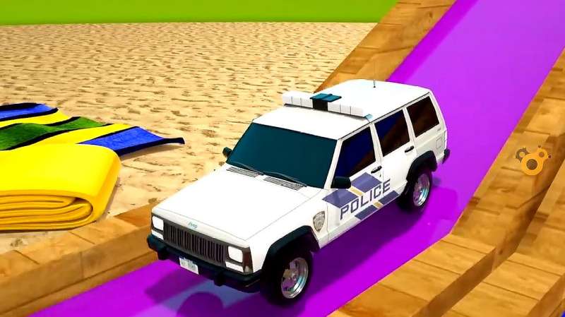 看动画学英语,汽车撞击彩球认颜色