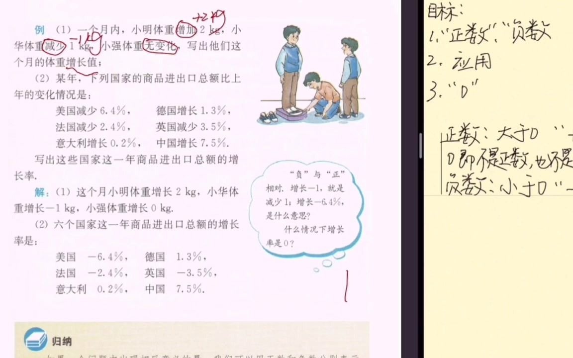 人教版初中数学七年级上册第一章第一节正数和负数