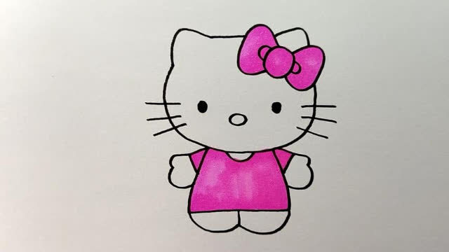 可爱的凯蒂猫画法,亲子简笔画教学!