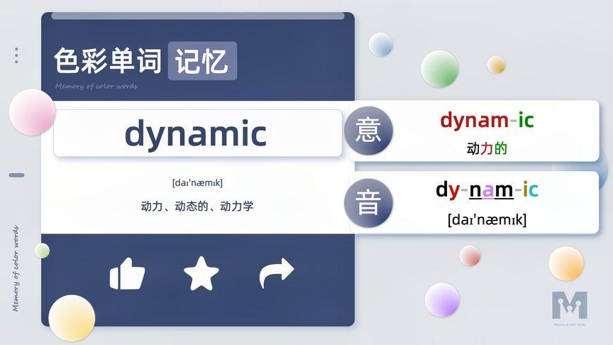 色彩单词记忆-dynamic-自然拼读词根词缀-高中四级六级单词