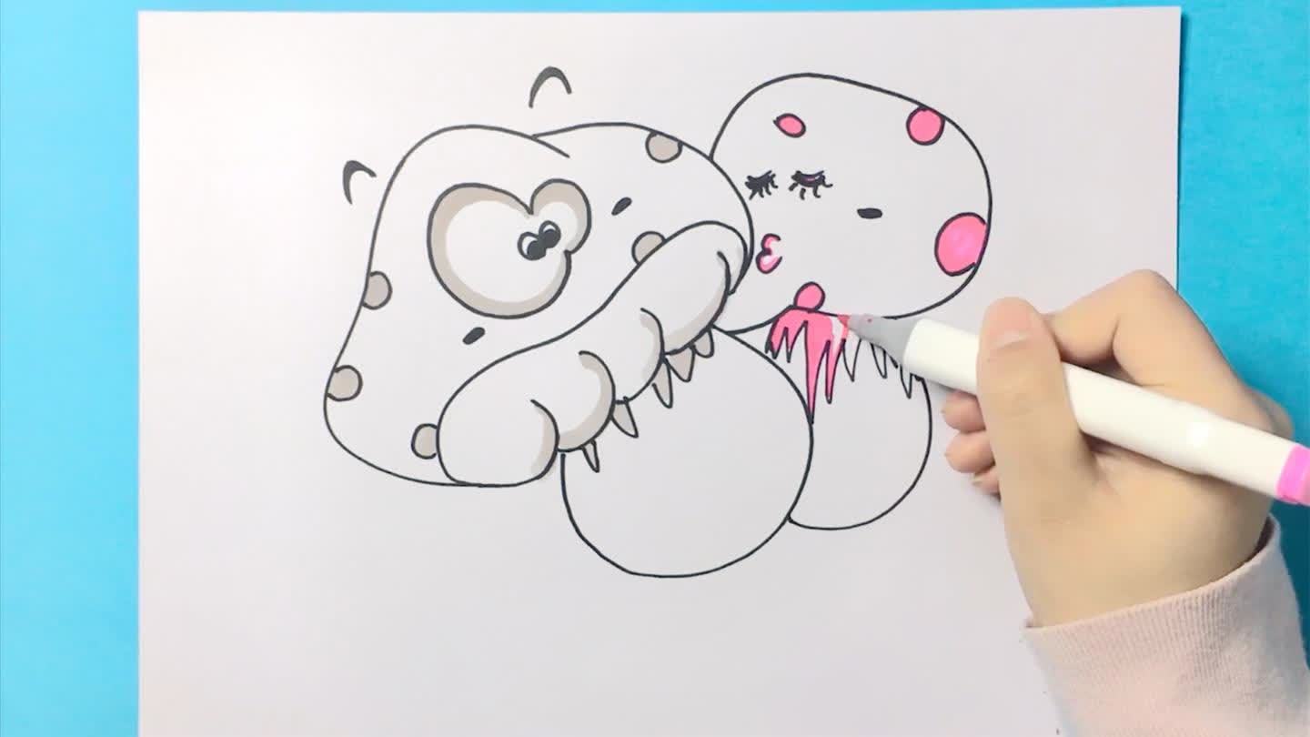 博卡简笔画:小蘑菇好可爱,还有眼睛和嘴巴,一起画小蘑菇吧